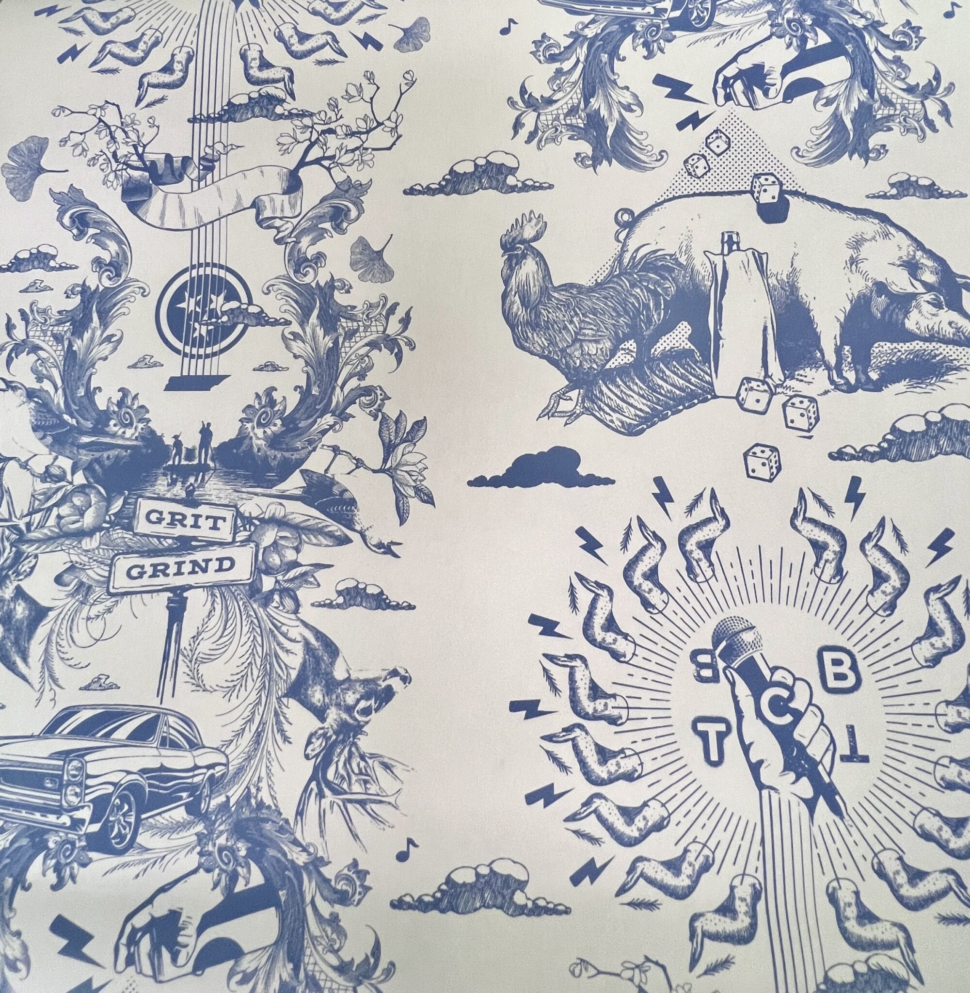 Memphis Toile – Still Life Wallpaper - Spicer Wall-Covering Center ...